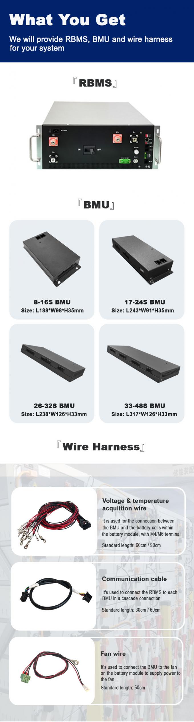 GCE High Voltage Battery Management System 190S 125A Master Slave BMS With Relay BMS NMC LTO LFP ...