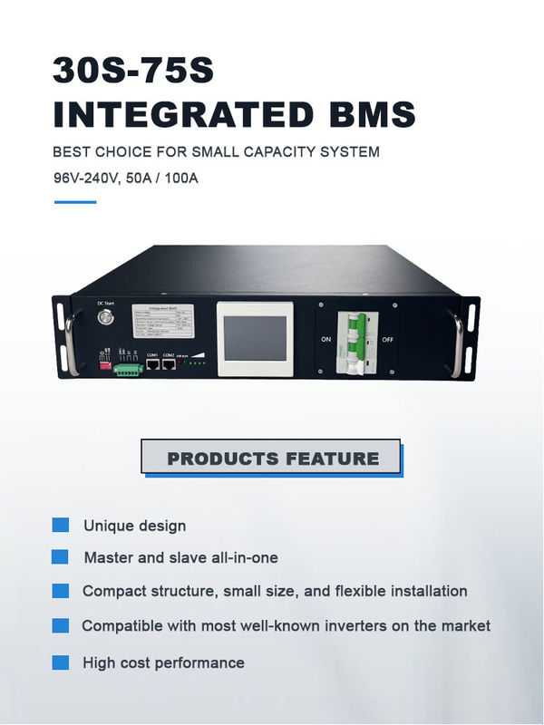 72S BMS 230.4V 100A Master Slave BMS Lithium Battery Management System For Lifepo4 Battery Pack