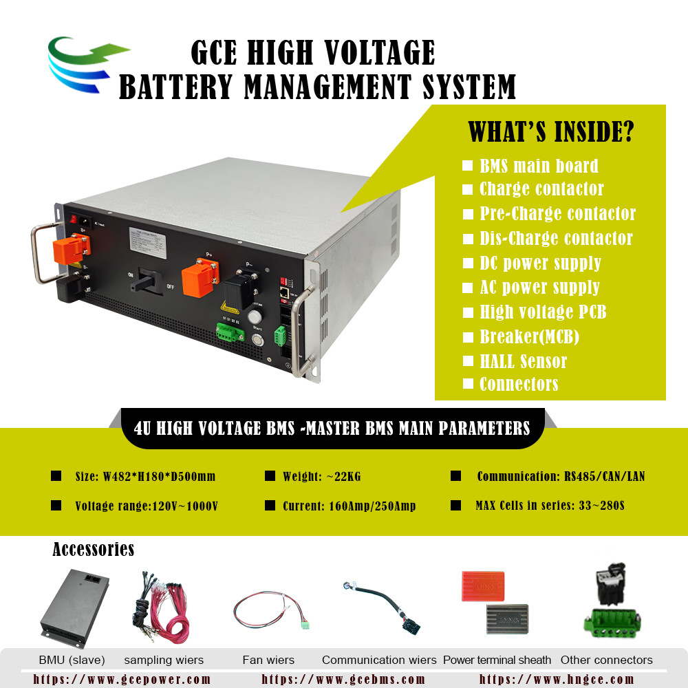 GCE Master And Slave BMS,225S Battery Energy Storage System , 720V 250A ...